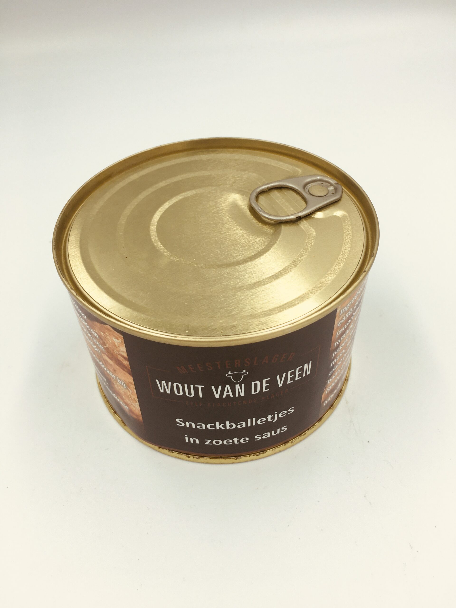 Blik snackballetjes in zoete saus – klein – Slagerij Van de Veen